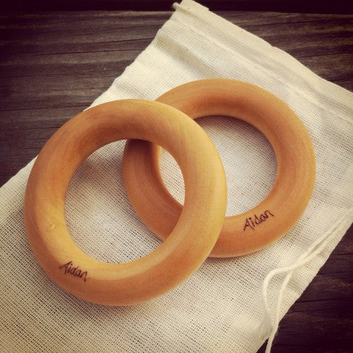 Set of 2 Personalized Organic Maple Teething Rings - Alexa Organics ...